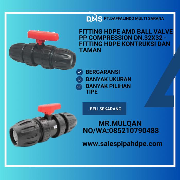 Jual Fitting Hdpe AMD Ball Valve PP Compression DN.32X32 - Fitting Hdpe ...