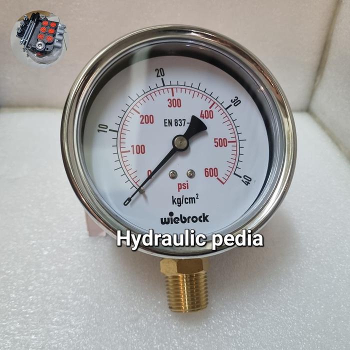 Jual 40 bar pressure gauge 4 inch wiebrock// Manometer gauge 40 kg 4 ...