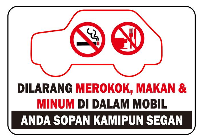 Jual Stiker Dilarang Merokok Makan dan Minum di dalam Mobil / Rambu ...