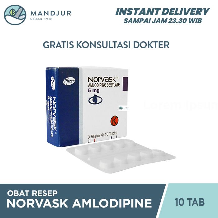 Jual Norvask 5 Mg Strip 10 Tablet / Amlodipin / Hipertensi - Jakarta Pusat - Apotek Mandjur ...
