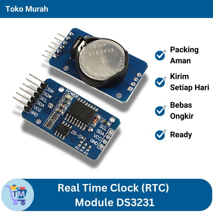 Jual RTC DS3231 REAL TIME CLOCK I2C ARDUINO UNO MEGA + BATTERY MODULE ...