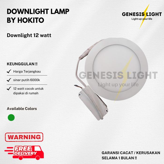 Jual Lampu Downlight / Led Downlight panel Hokito 12 watt warna Putih ...