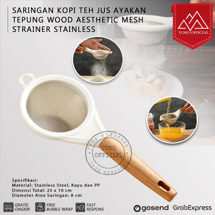 Promo Saringan Kopi Teh Jus Ayakan Tepung Gula Wood Aesthetic Mesh ...