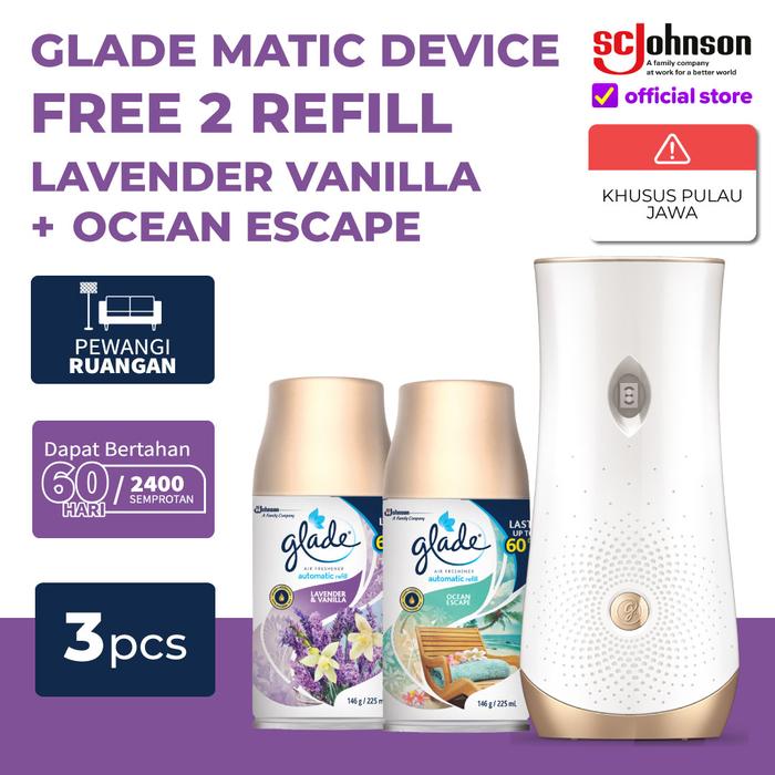 Jual Paket Glade Matic Device Free 2 Refill Lavender Vanilla & Ocean Escape - Kota Tangerang ...