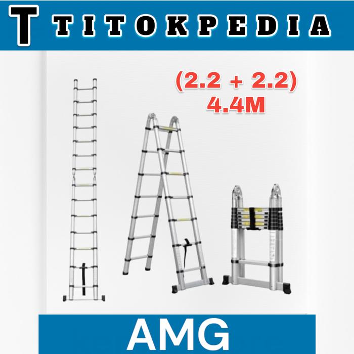 Jual Tangga Lipat Aluminium Teleskopik 3.8M Double Telescopic 3,8 Meter ...
