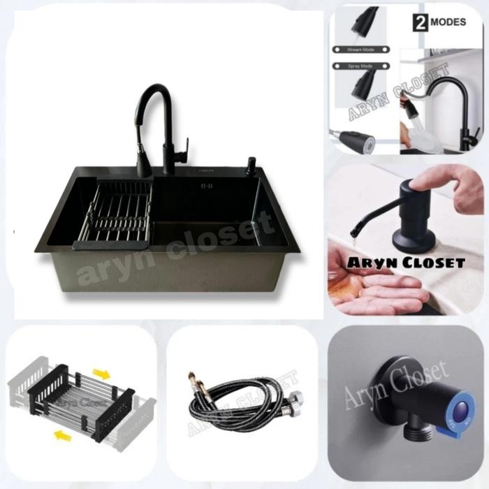 Jual Kitchen Sink Black 7545 Set Kran - Kran Pipa - Jakarta Selatan ...