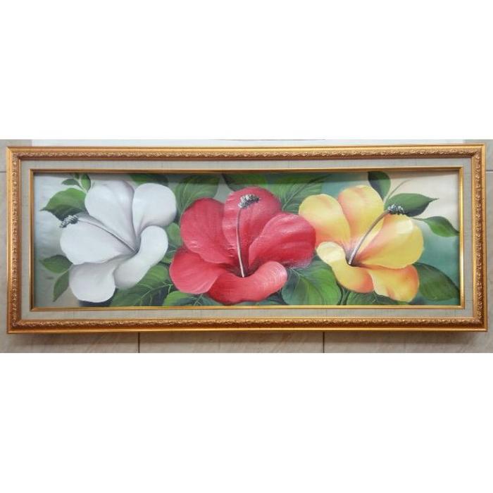 Jual Lukisan Tangan Bunga Sepatu Landscape Beserta Bingkai Pigura ...