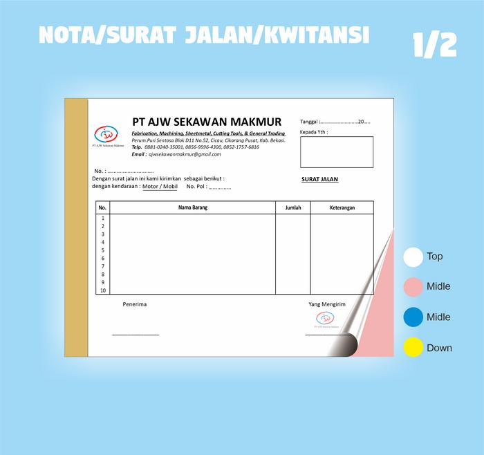Jual nota/kwitansi/surat jalan setengah rim size 1/2 jumlah 10 buku ...