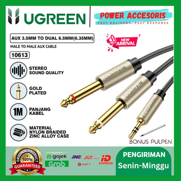 Promo UGREEN Kabel Audio Splitter Jack 3.5mm TRS To Dual 6.35mm TS ...