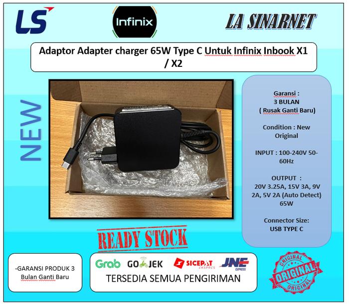 Jual Adaptor Adapter charger LAPTOP 65W Type C Untuk Infinix Inbook X1 ...