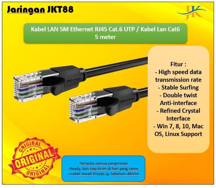 Jual Kabel LAN 5M Ethernet RJ45 Cat.6 UTP / Kabel Lan Cat6 5 meter - Jakarta Pusat - Jaringan ...