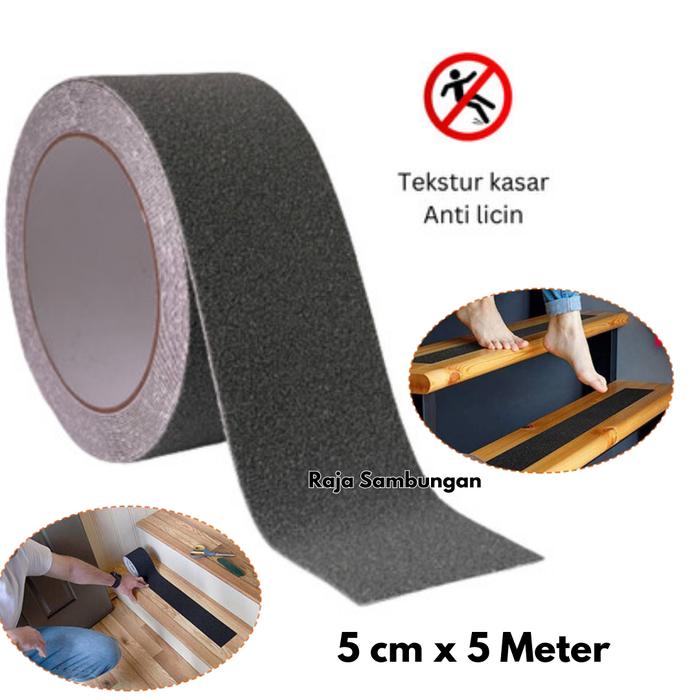 Jual Lakban Anti Slip 5 cm x 5 Meter Hitam Step nosing Safety Walk Ujung Pinggir Sudut Tangga ...