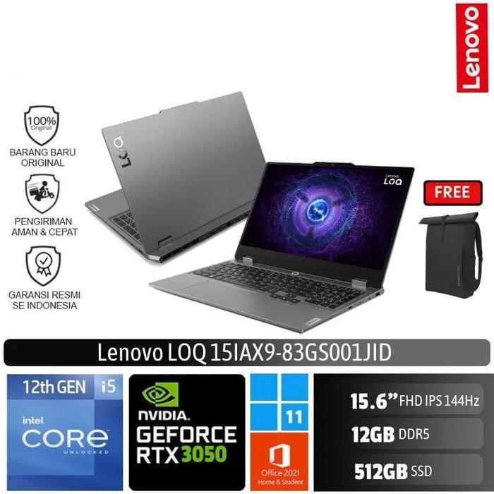 Jual Lenovo LOQ 15IAX9 1JID Core i5 12450HX 12GB 512GB RTX3050 6GB ...