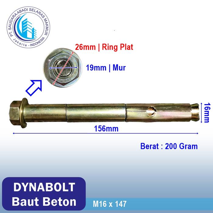 Jual Dynabolt / Baut Beton M16 x 147 - Jakarta Barat - Surya Abadi ...