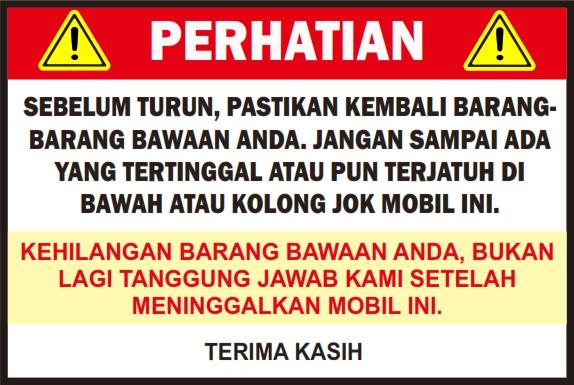 Jual Stiker Vinyl Periksa Barang Bawaan Anda Jangan Ada Tertinggal ...