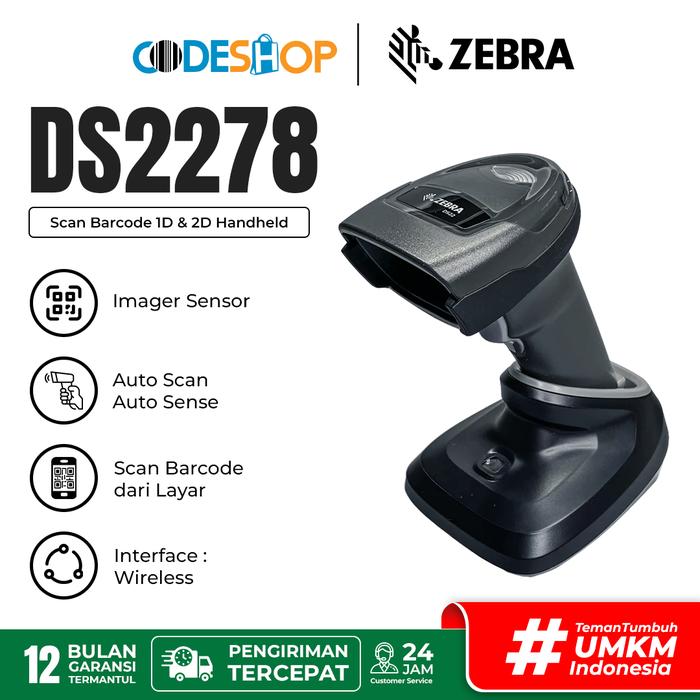 Promo Zebra DS2278 Scanner Barcode Imager 2 Dimensi Cordless Auto Scan ...