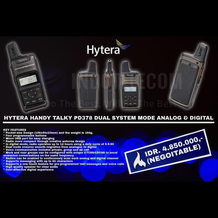 Jual HYTERA HANDY TALKY PD378 DUAL MODE SYSTEM ANALOG & DIGITAL - Kota ...