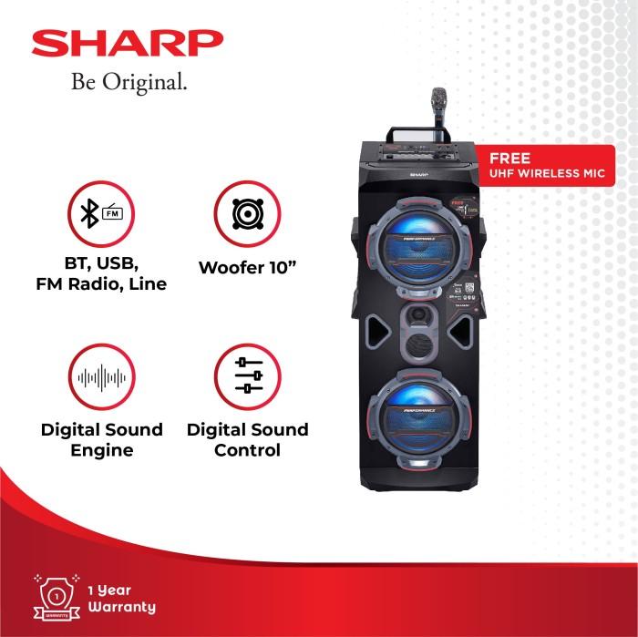 Promo Sharp Speaker Bluetooth CBOX-GSPRO20RB Woofer 10 Inch + FREE MIC ...