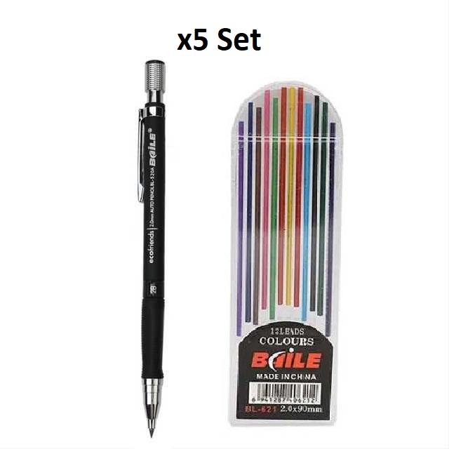Jual 2B Mechanical Pencil Pensil Mekanik 2B 2mm Isi 12 Refill - 5 Multi ...