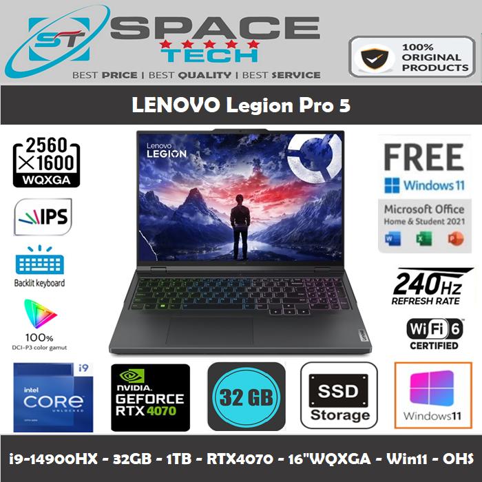 Promo LENOVO Legion Pro 5 16 i9-14900HX RTX4070 1TB 16"WQXGA 240HZ W11 OHS - 3MID, 64GB ...