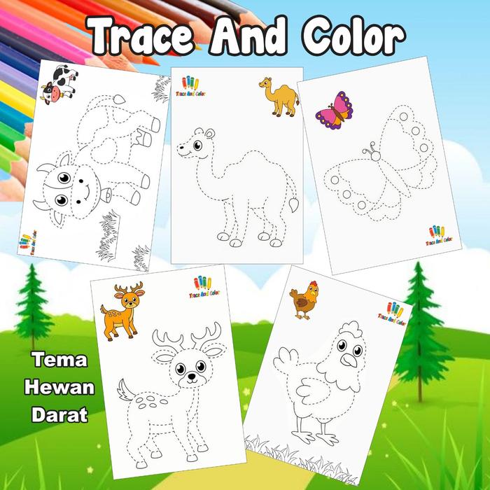 Jual Trace and coloring /gambar mewarnai isi 10 lembar untuk anak tk ...