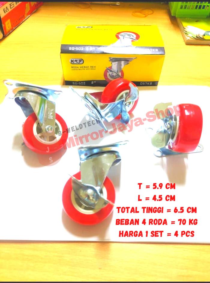 Jual Roda PVC RED Roda Caster 2" Tipe REM Roda Troley Caster 2 inci ...