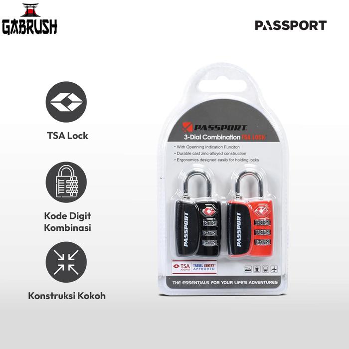 Jual Gembok Koper Passport Duo 3 Angka TSA Luggage Padlock - Kota ...