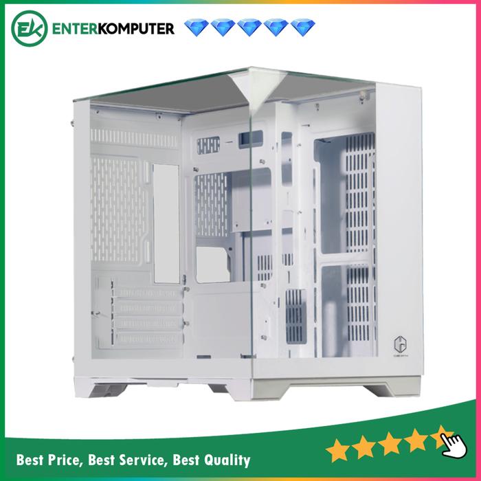 Promo Casing CUBE GAMING PREMIUM CIELO WHITE - mATX Gaming Case - All White Inside - Front-Top ...