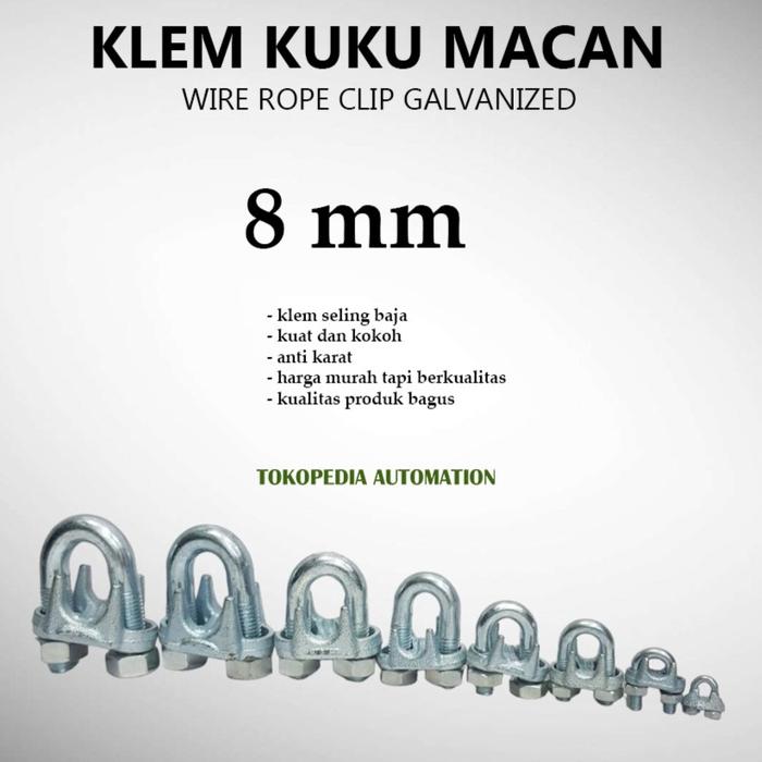 Jual Wire Rope Clip / Klem Seling Kuku Macan Galvanized 8mm - Kab ...