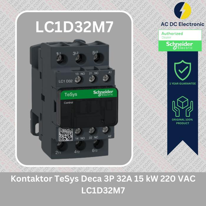 Promo Schneider Kontaktor 32A AC3 15kW 1NO 1NC 220VAC LC1D32M7 Cicil 0% 3x - Kota Surabaya - AC ...