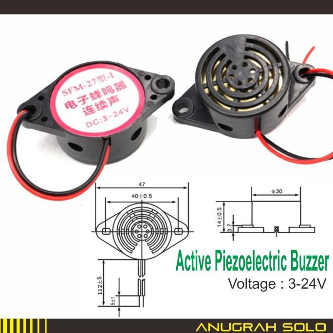 Jual ACTIVE BUZZER PIEZOELECTRIC 3-24V DC SFM27 HIGH DESIBLE BUZZER ...