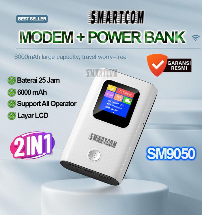 Promo Modem Wifi 4G LTE with Power Bank SMARTCOM SM9050 PRO 6000mAh ...
