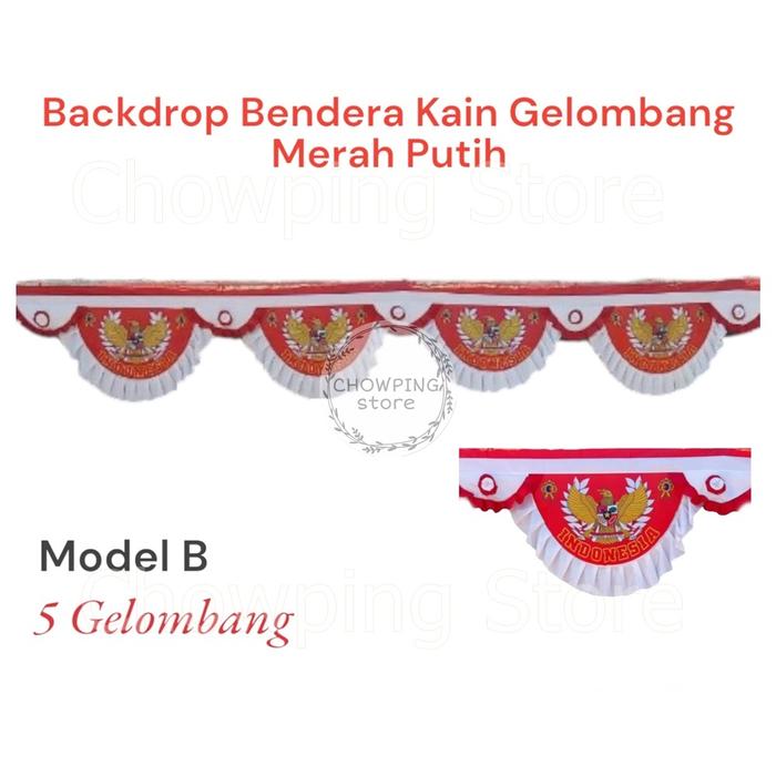 Jual Backdrop Bendera Kain Gelombang Merah Putih Dirgahayu HUT RI ...