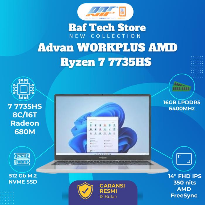 Jual Advan WORKPLUS AMD Ryzen 7 7735HS 16GB 512GB Radeon 680M FHD IPS ...