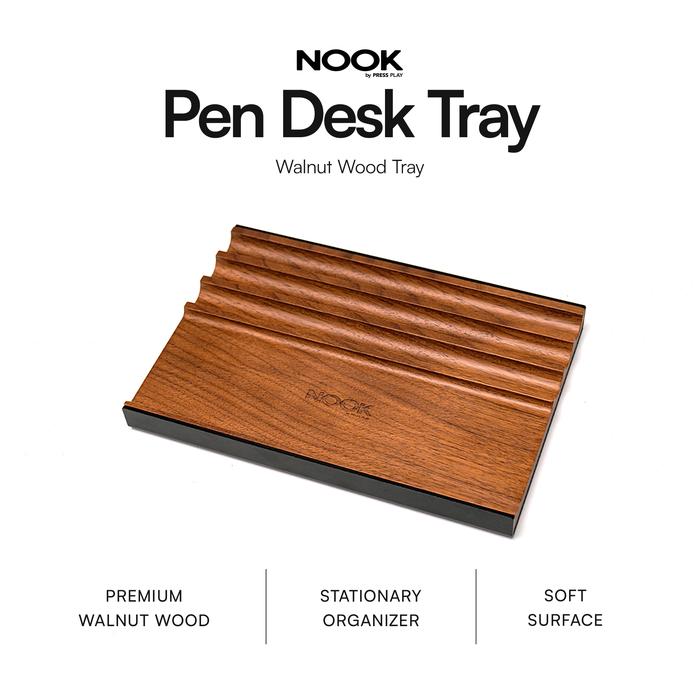 Jual NOOK PEN DESK TRAY Walnut Wood Standalone Wooden Tray Organizer ...