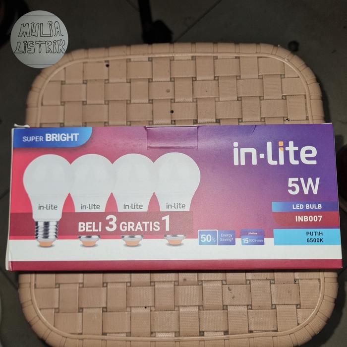 Jual lampu bohlam in-lite 5w led buld INB007 6500K BUY 3 GET 1 FREE ...