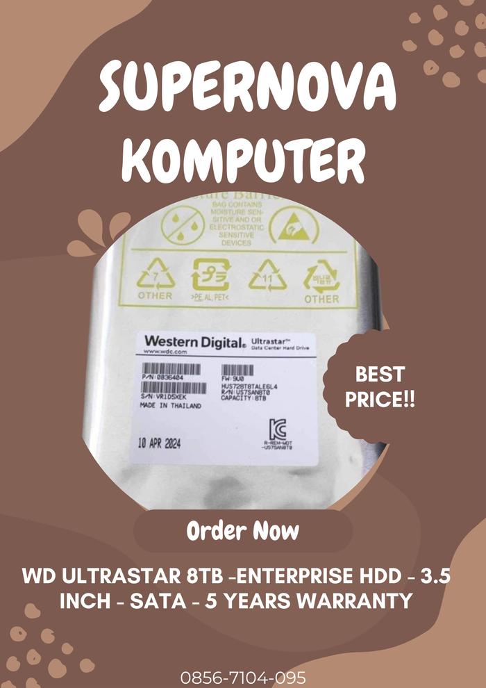 Jual WD Ultrastar 8TB -Enterprise HDD - 3.5 Inch - SATA - 5 years warranty - Jakarta Pusat ...
