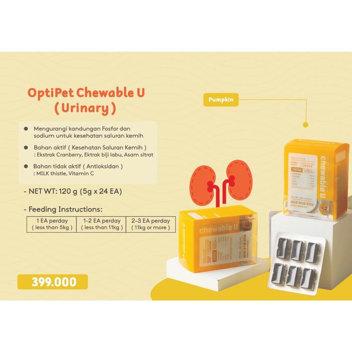Jual OptiPet Chewable U vitamin urinary ginjal saluran kemih anjing ...