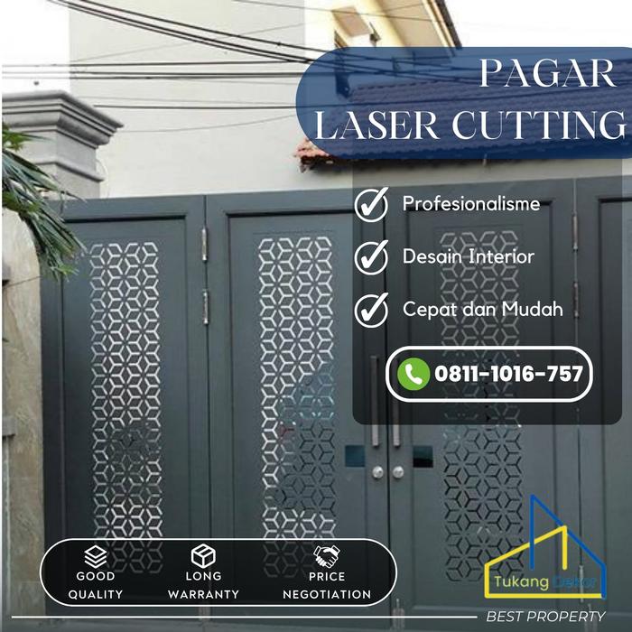 Jual Pintu Pagar Besi Galvanis Laser Cutting Modern Minimalis Anti ...