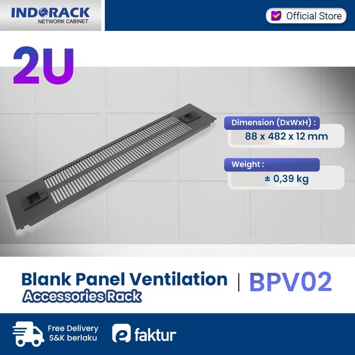 Jual Indorack Blank Panel Ventilation 2U Accessories Penutup Celah Rack ...