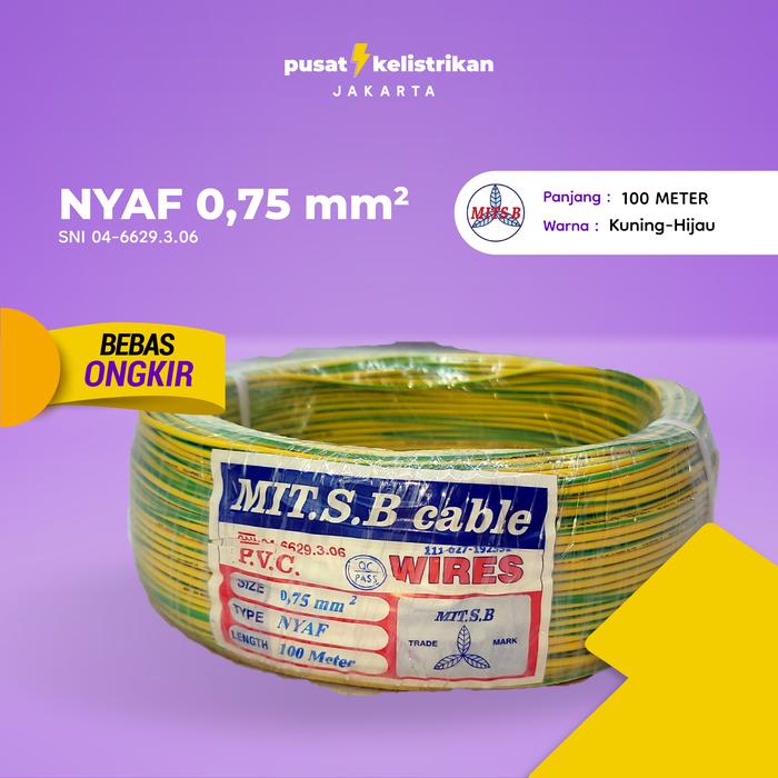 Jual Kabel Listrik Serabut Mitsuba NYAF 0.75mm 0,75mm 100METER - kuning ...
