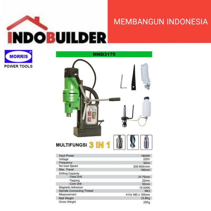 Jual MORRIS MMD 3175 MESIN BOR MAGNET MULTIFUNGSI 3IN1 MAGNETIC DRILL - Kab. Tangerang - Indo ...