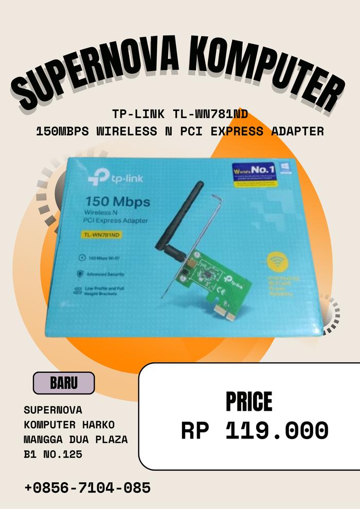Jual TP-LINK TL-WN781ND 150Mbps Wireless N PCI Express Adapter - Jakarta Pusat - SUPERNOVA ...