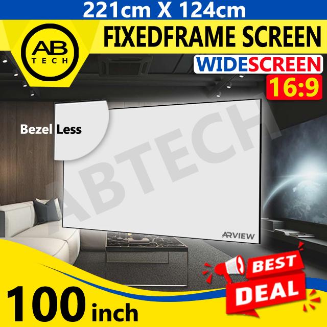 Jual Layar Proyektor Fixed Frame 100” 16:9 White Screen - Bezel Less ...
