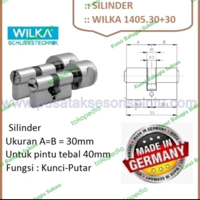 Jual silinder kunci pintu cylinder wilka 1405-30+30( kunci- putar) 6cm ...