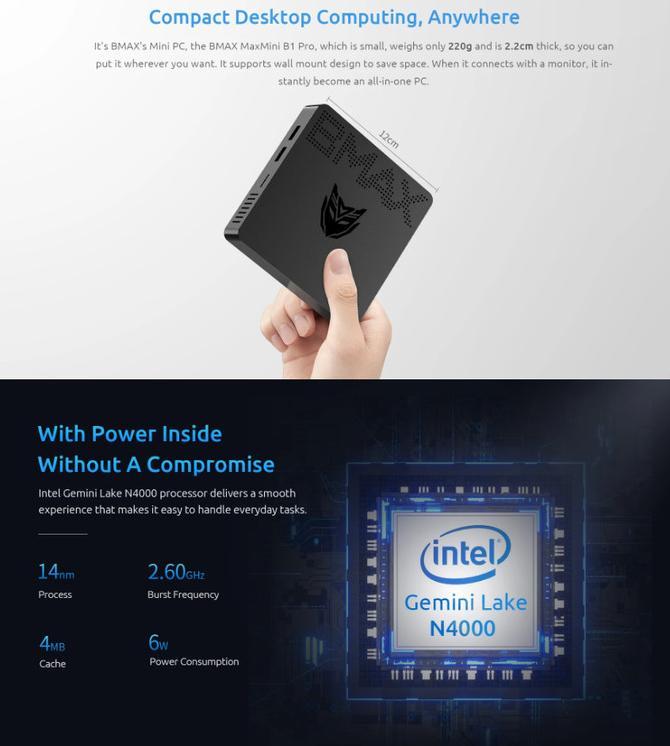 Jual Original Mini PC BMAX B1 PRO 8/128GB Intel N4000 WiFi HDMI VGA Windows 11 Pro Original ...
