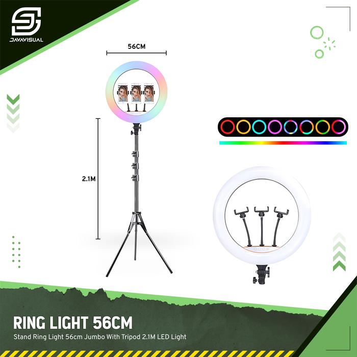 Jual Paket Stand Ring light 56Cm Jumbo Ring With Tripod 2.M RGB LED ...