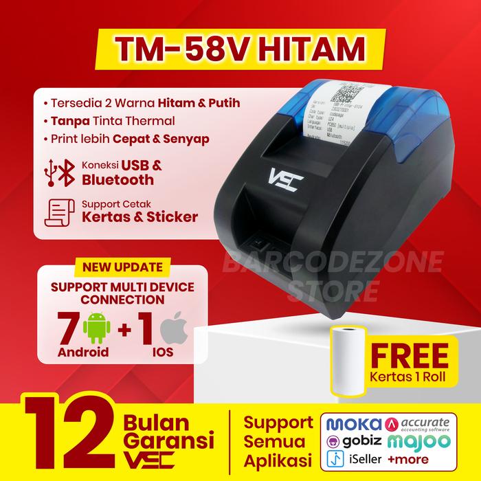 Jual MOKA POS PRINTER BLUETOOTH / PPOB POS THERMAL 58MM VSC TM-58D ...