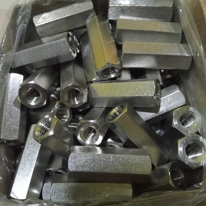 Jual Long nut/mur panjang Ss M16X50 pitch 2.0 kunci 24 stainless Sus ...