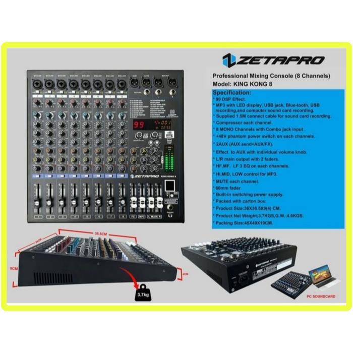 Jual Mixer audio zetapro 8 channel original kingkong 8 - Jakarta Barat - Mitra Audio jaya ...